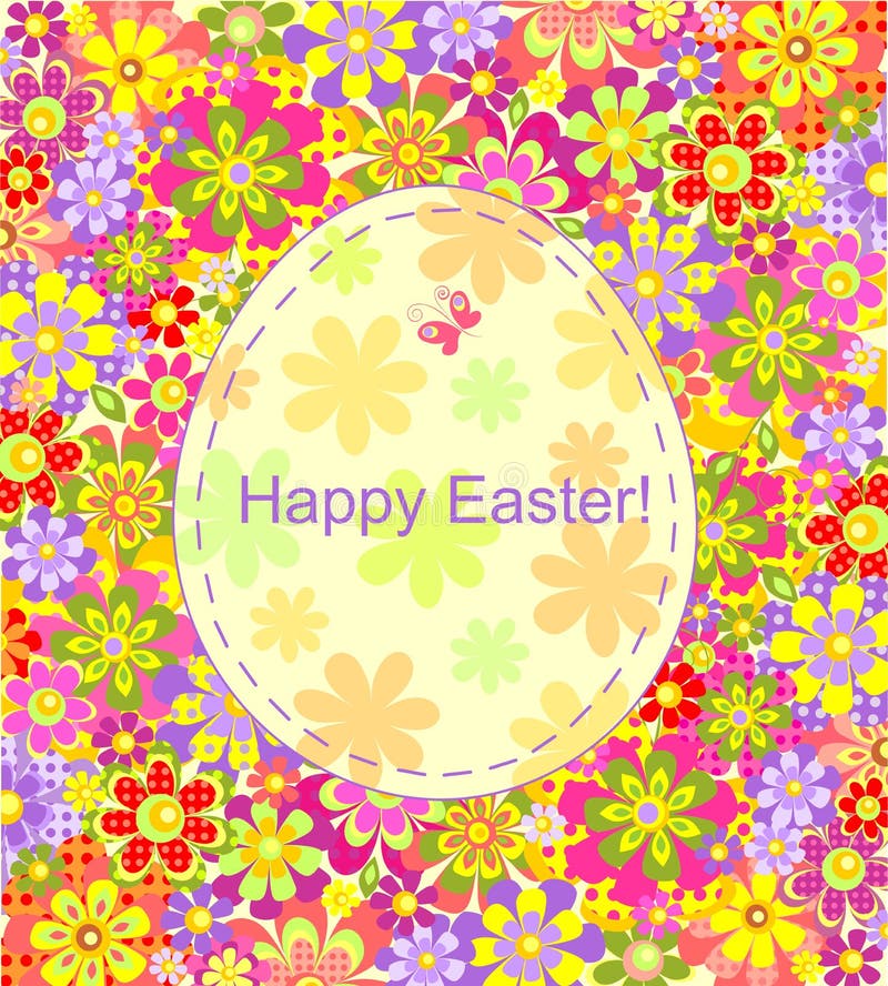 Cartão De Easter Com Flores Ilustração do Vetor - Ilustração de ...