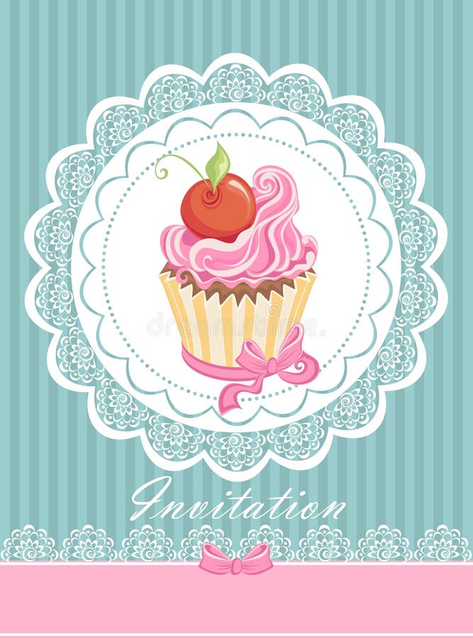 Quadro Do Vintage Com Queque Ilustração do Vetor - Ilustração de mola ...