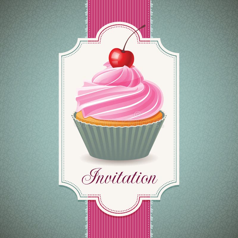 Quadro Do Vintage Com Queque Ilustração do Vetor - Ilustração de mola ...