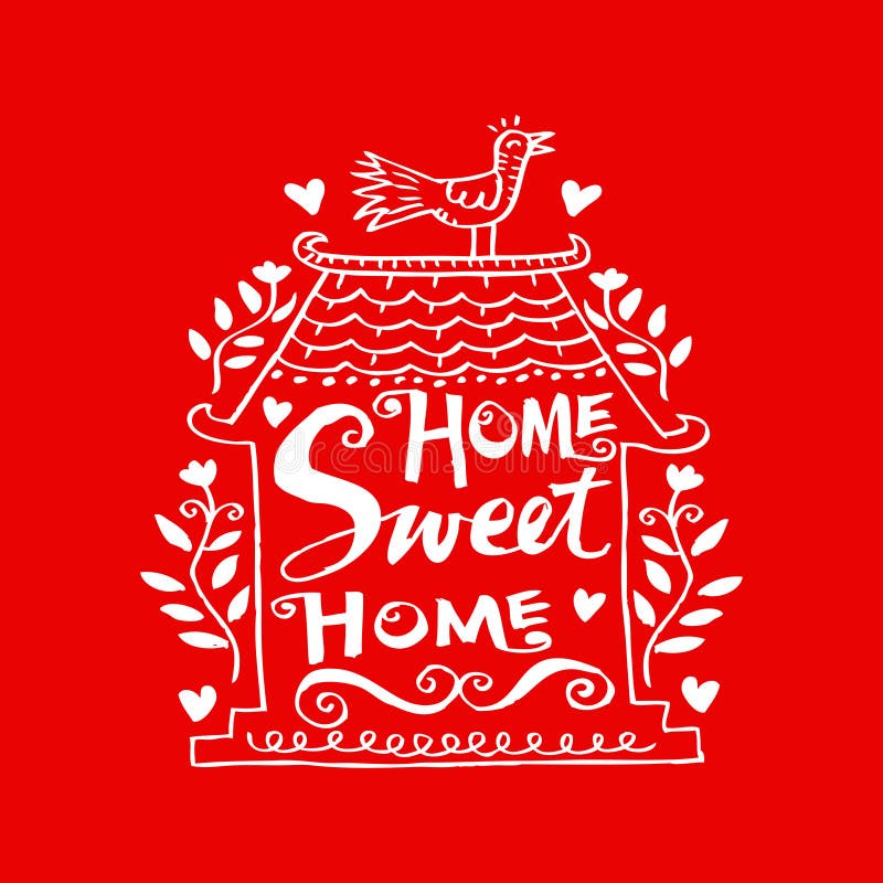 Cartão home doce home Ilustração do desenho da mão