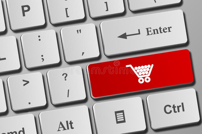 Cart button on keyboard stock illustration. Illustration of cart ...