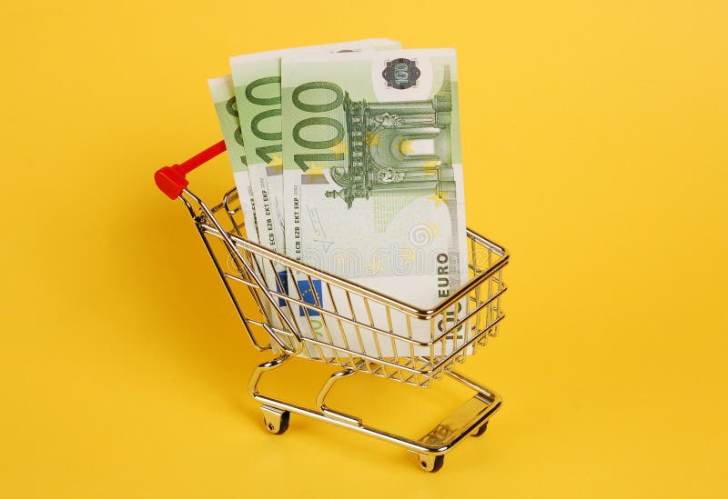 Cart with cash stock photo. Image of cart, euros, retail - 13617090