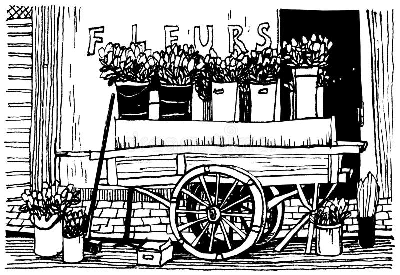 Cart with flowers stock illustration. Illustration of muguet - 50167374