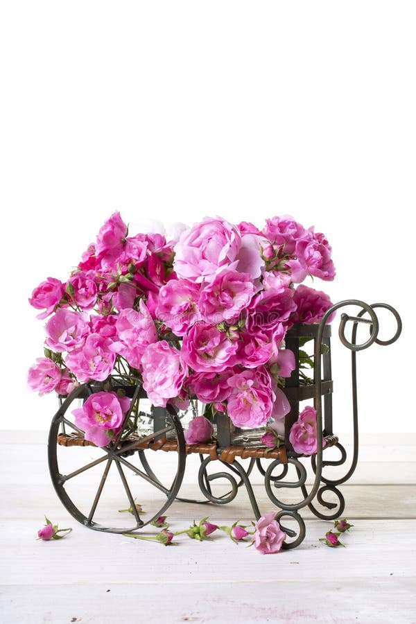 Cart full of pink roses stock photo. Image of flowers - 31994484