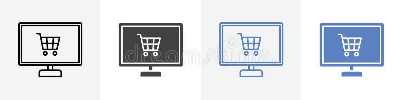 Cart in Monitor Icon Vector Set Use for Web Ui or App Stock Vector ...
