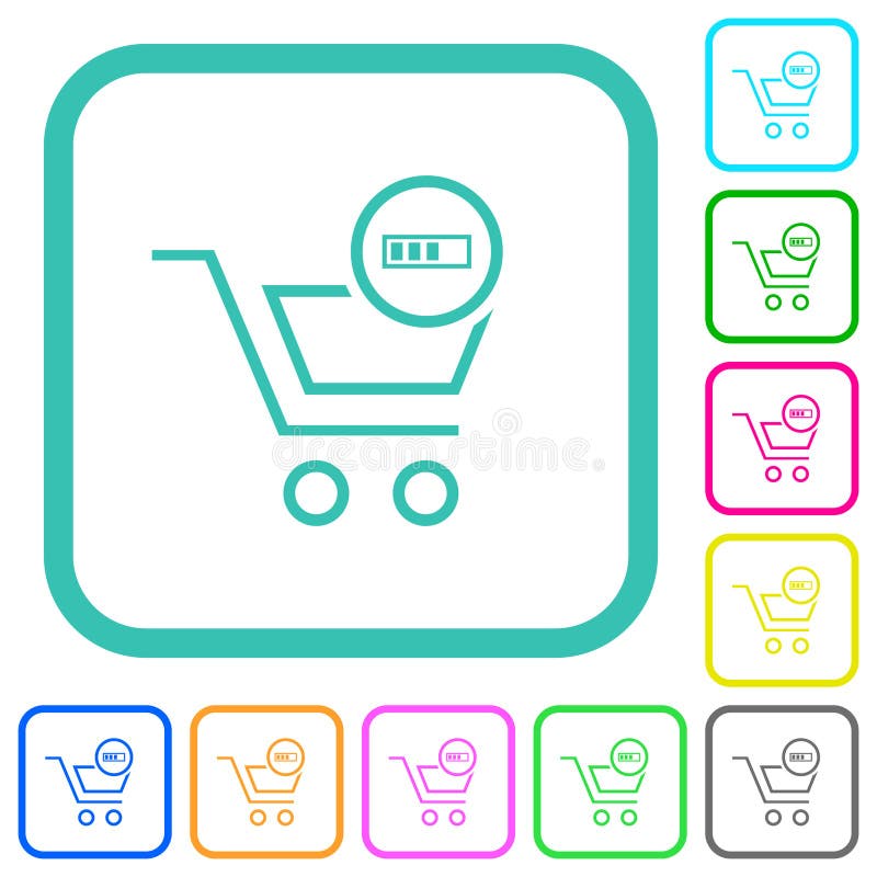 Cart Processing Outline Vivid Colored Flat Icons Stock Vector ...