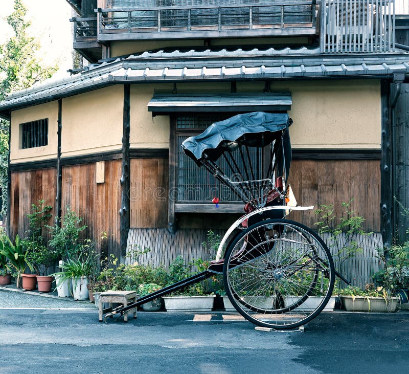 The Cart of Pulled Rickshaw Ricksha in Kyoto. Japan Stock Image - Image ...