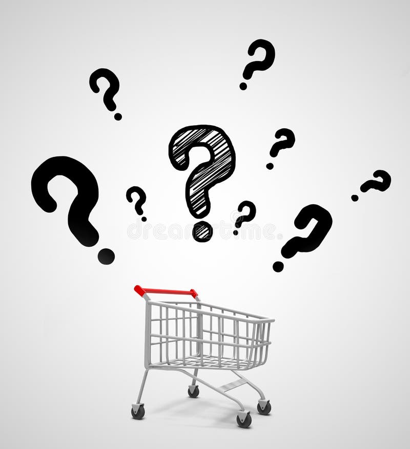 Cart and question marks stock illustration. Illustration of commercial ...