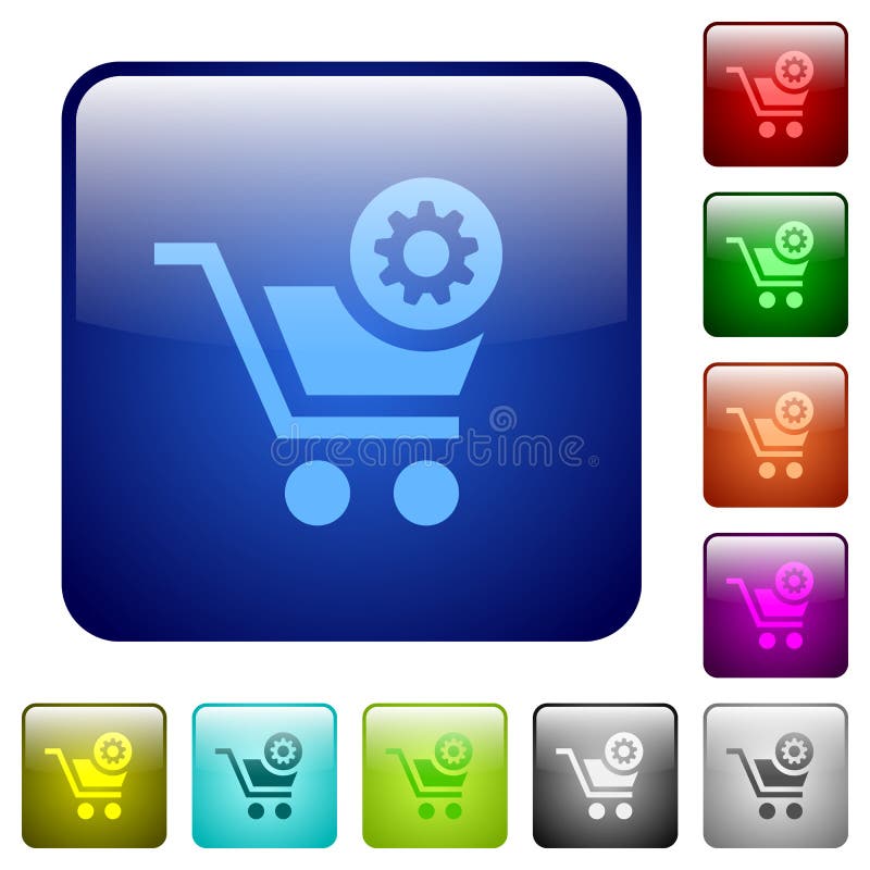 Cart Settings Color Square Buttons Stock Vector - Illustration of ...