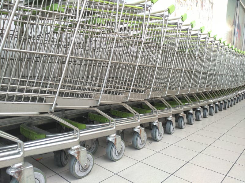 Cart Several Rows Combine in Shops Supermarkets Stock Photo - Image of ...