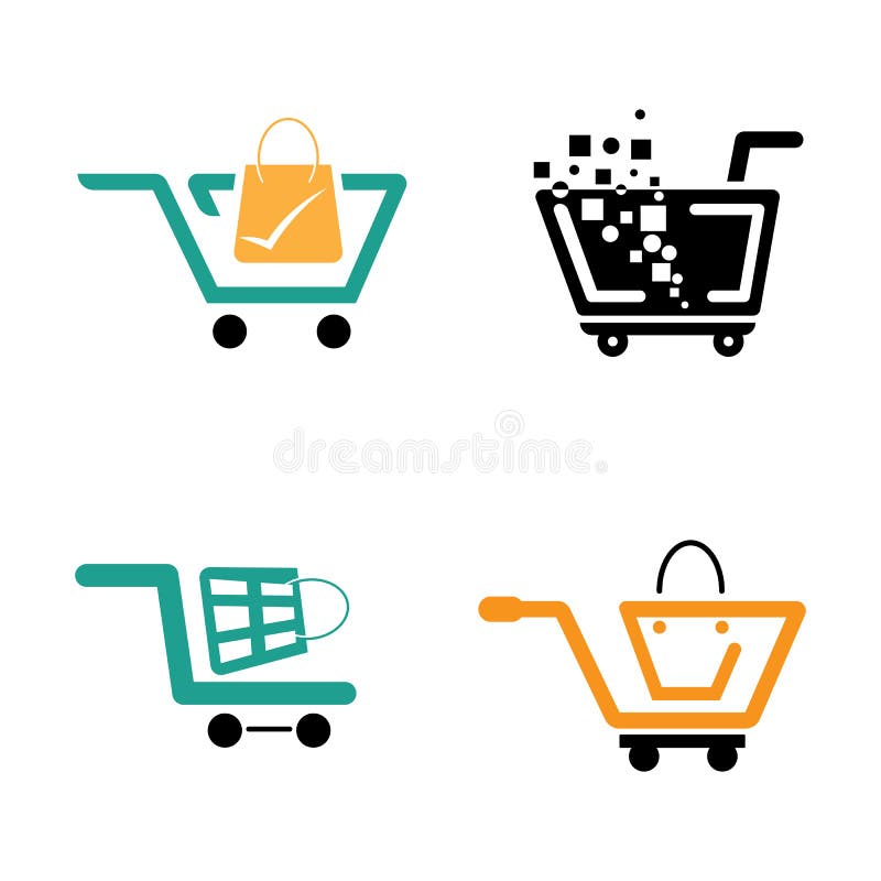 Cart Shop Logo Icon with Vector Template Stock Vector - Illustration of ...