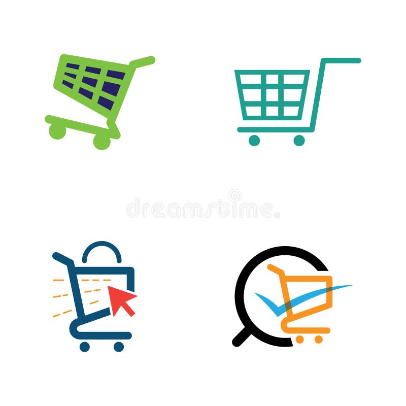 Cart Shop Logo Icon with Vector Template Stock Vector - Illustration of ...