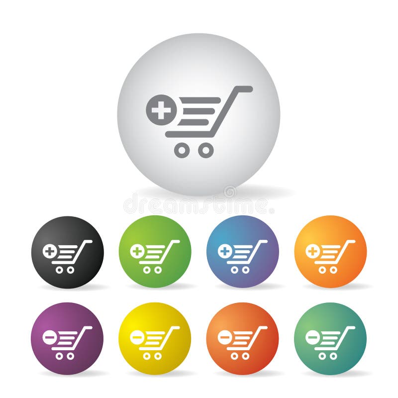 Cart shopping button set stock vector. Illustration of circle - 89765399