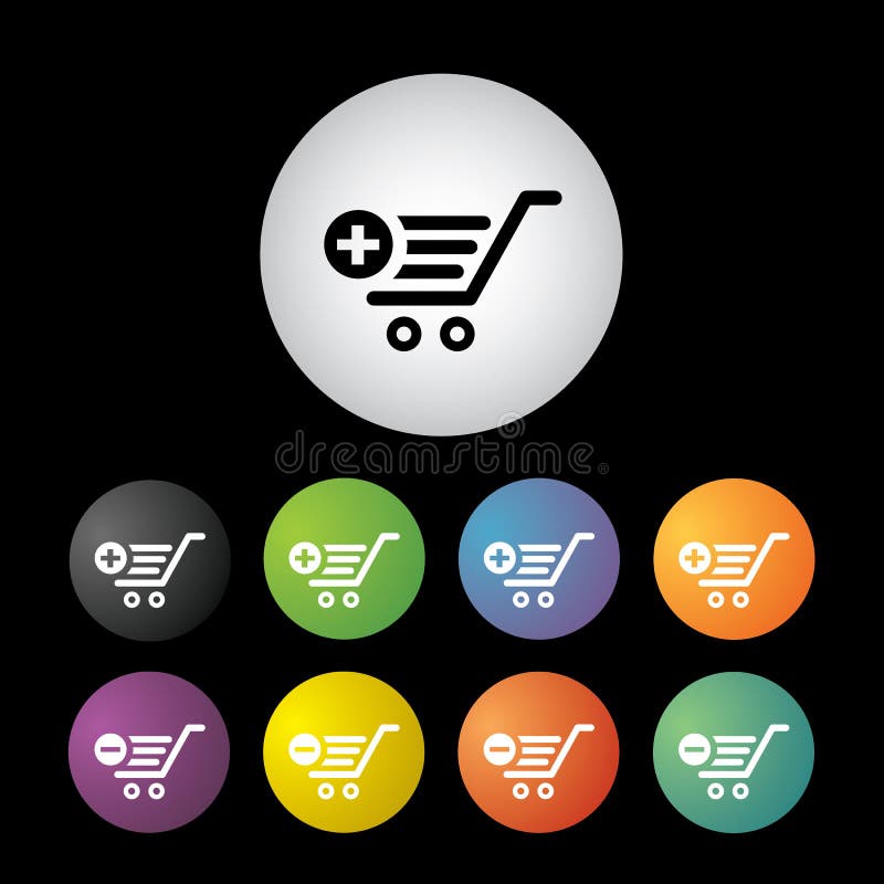 Cart shopping button set stock vector. Illustration of circle - 89765399