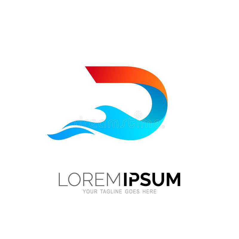 Logo Letter D, Logo D and Sea Waves, Stock Vector - Illustration of ...