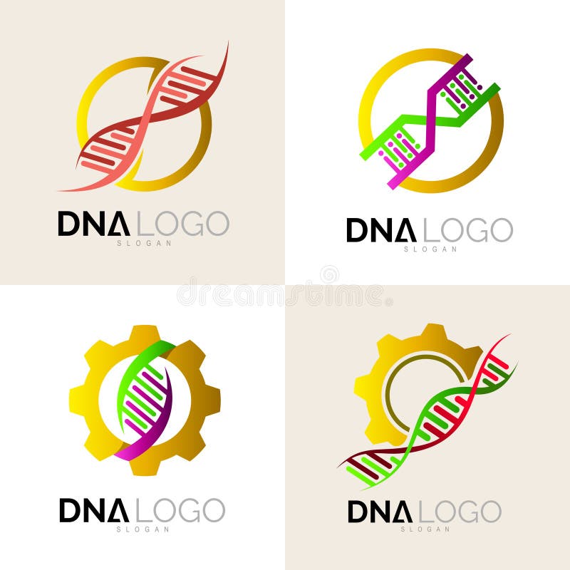 Set DNA Logo, Icon of Life, DNA and Gear Stock Vector - Illustration of ...