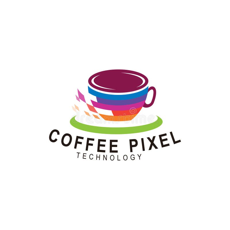 Coffee Logo with Pixel Design Technology Stock Vector - Illustration of ...
