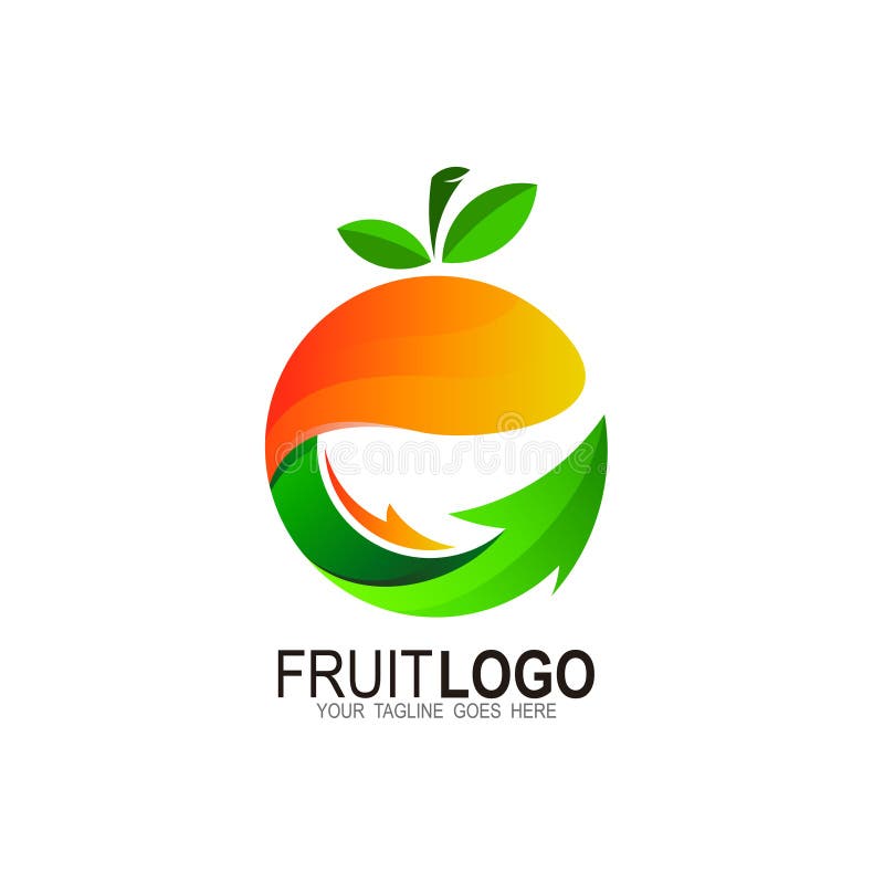 Fruit Logo with Arrow Design, Orange Fruit Logo Stock Vector ...