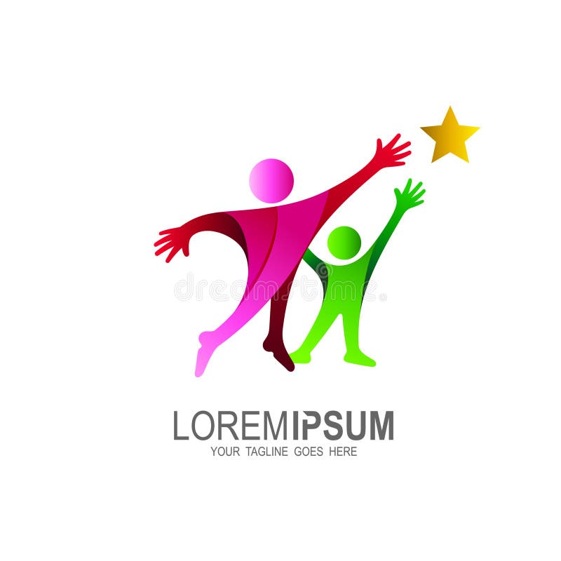 Family Logo Consisting of Simple Figures Two People Stock Vector ...