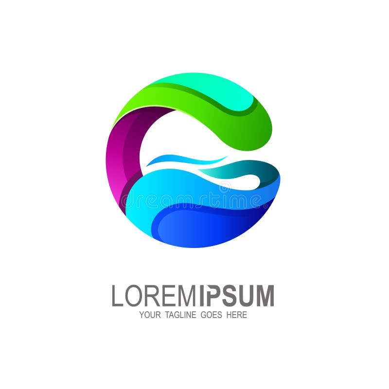 Letter G Logo, Wave Logo with Circle Design Stock Vector - Illustration ...