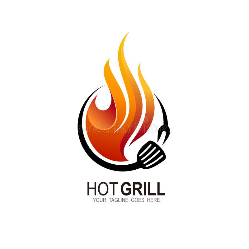 Fire Grill Food and Restaurant Icon, Red Fire Icon Stock Vector ...