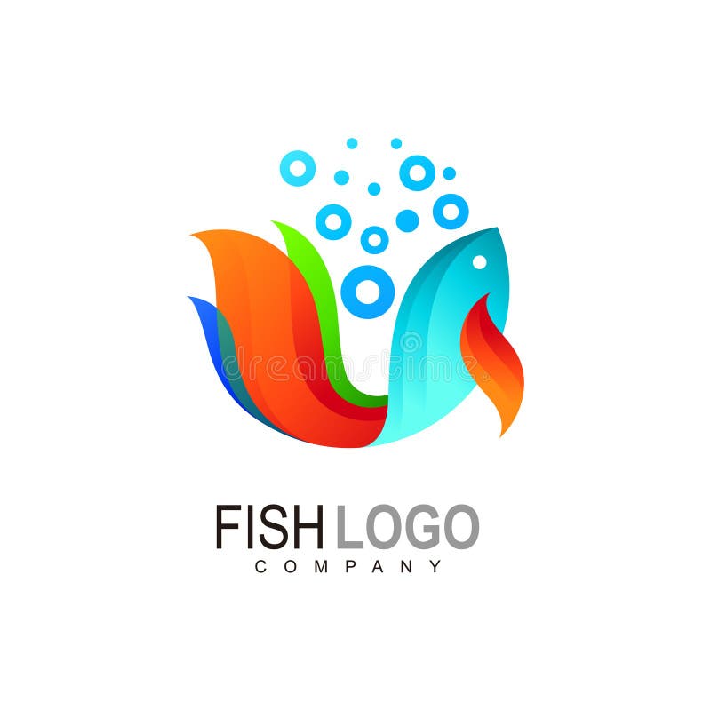 Fish Logo Design with Colorful Icon, 3d Logo Stock Vector ...