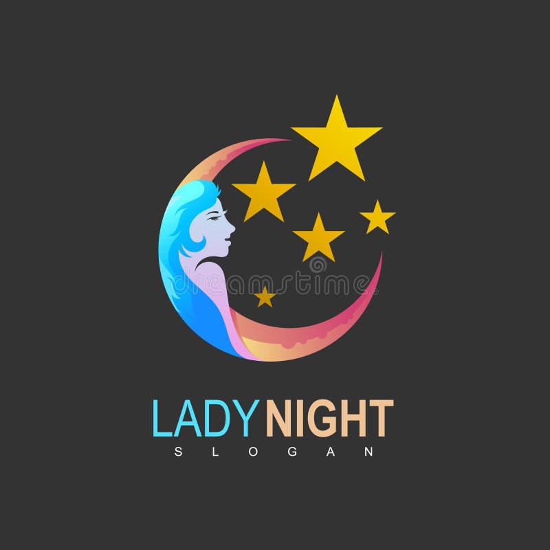 Moon Logo with a Beautiful Woman Accent Stock Vector - Illustration of ...