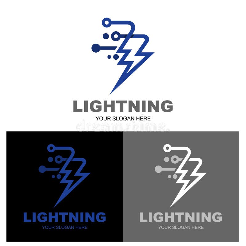 Line Logo with Thunder Design Vector, Lighting Stock Vector ...