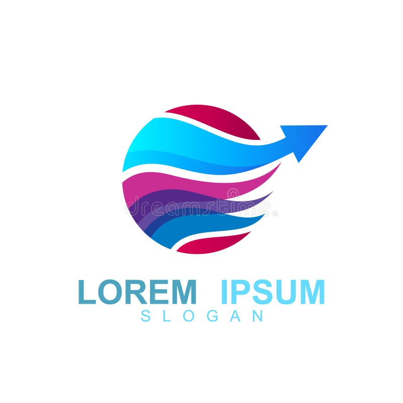 Wave Logo and Arrow Design Template, Colorful Logo Stock Vector ...
