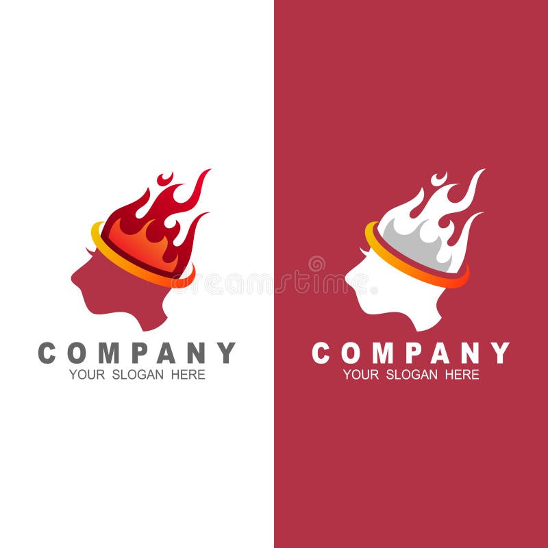 Human Fire Head Icon Logo Design Element Stock Vector - Illustration of ...