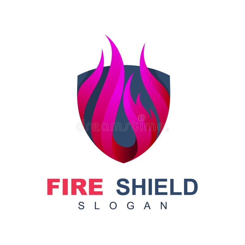 Fire Frame with Shield Logo Design Vector Template, Creative Flame Logo ...