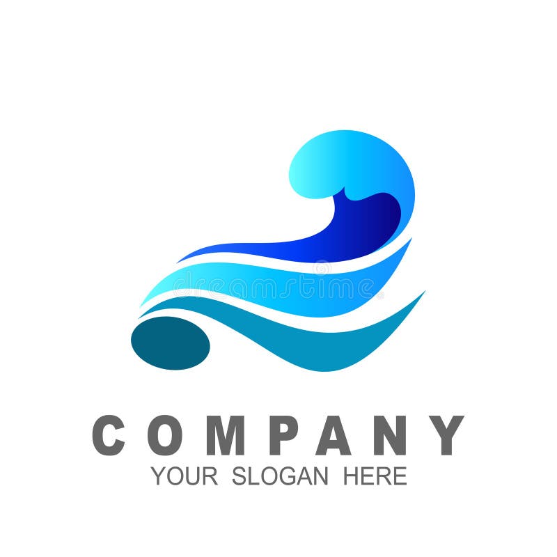 Wave Logo with Simple Design, Blue Icon Stock Vector - Illustration of ...