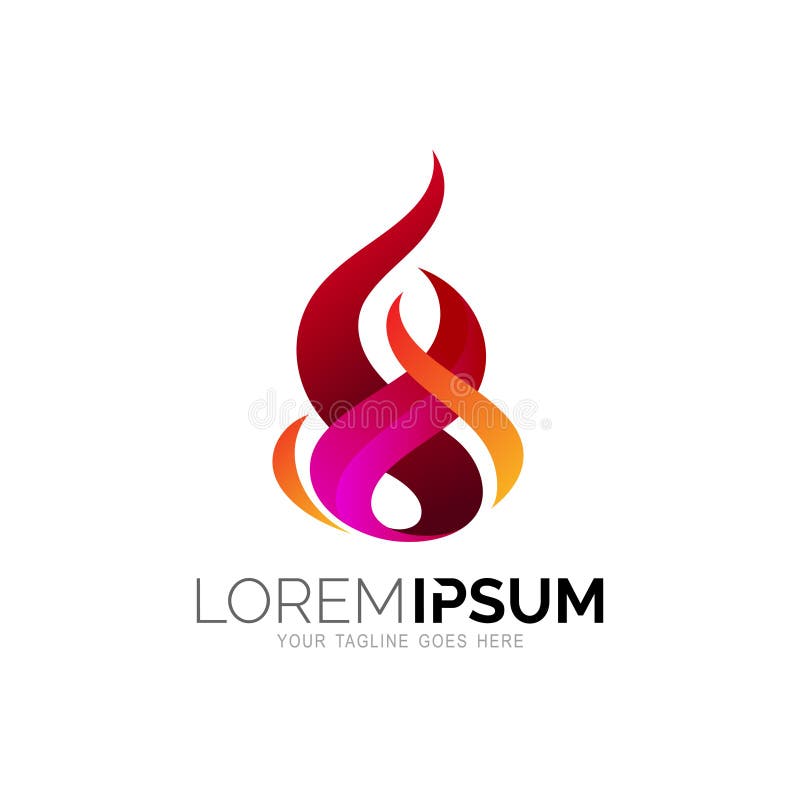 Vector Illustration of Fire Logo, Fire Logo with Line Stock Vector ...
