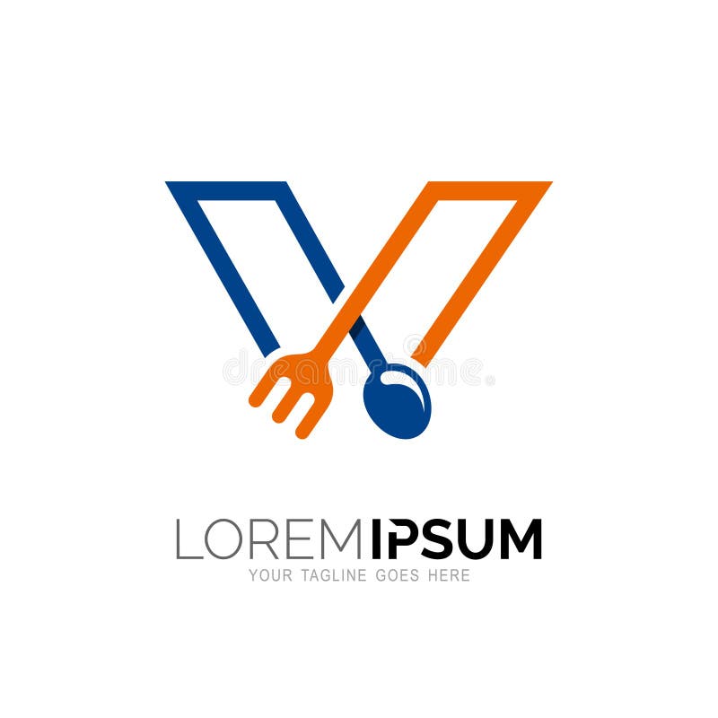 Letter V Logo and Restaurant Icon Template Stock Vector - Illustration ...