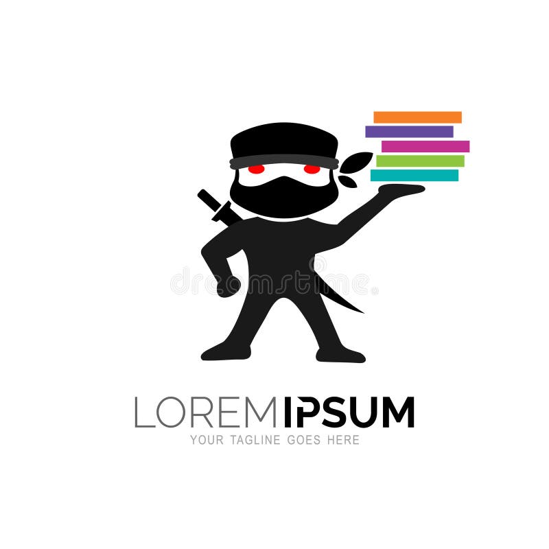 Logo Fast Delivery Courier Service with Ninja Stock Vector ...