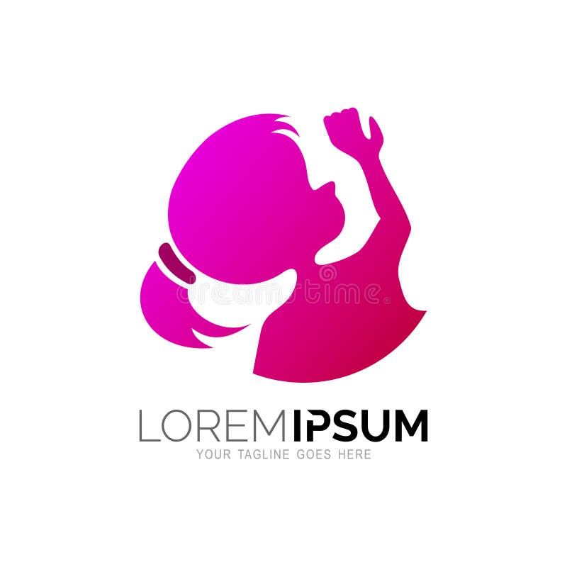 Kids Girl Logo with Red Color, Education Logos Stock Vector ...