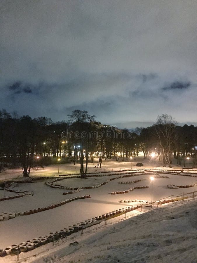 A Cart Track that is Covered by Snow Stock Photo - Image of covered ...