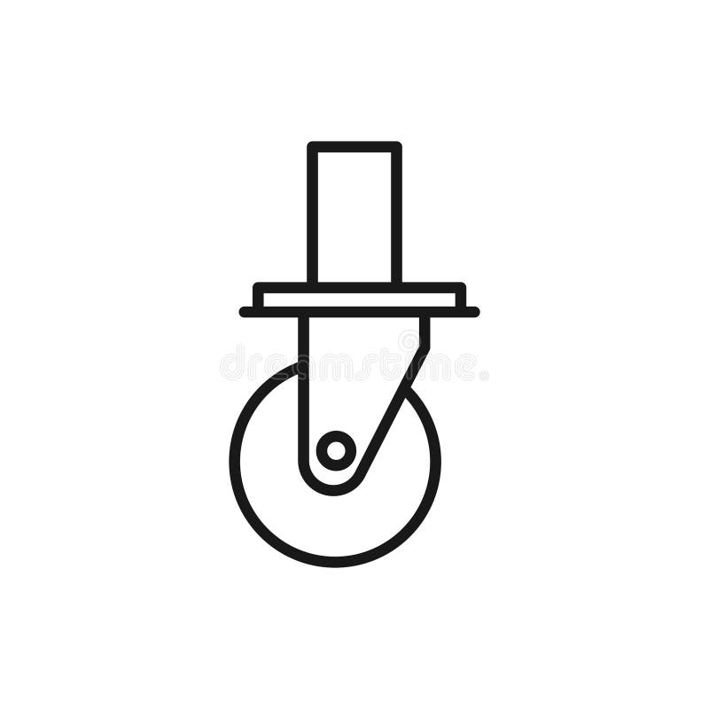 Cart Trolley Wheel Line Icon Isolated on White Background Stock ...