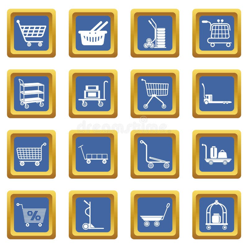 Cart Types Icons Set Orange Square Vector Stock Vector - Illustration ...