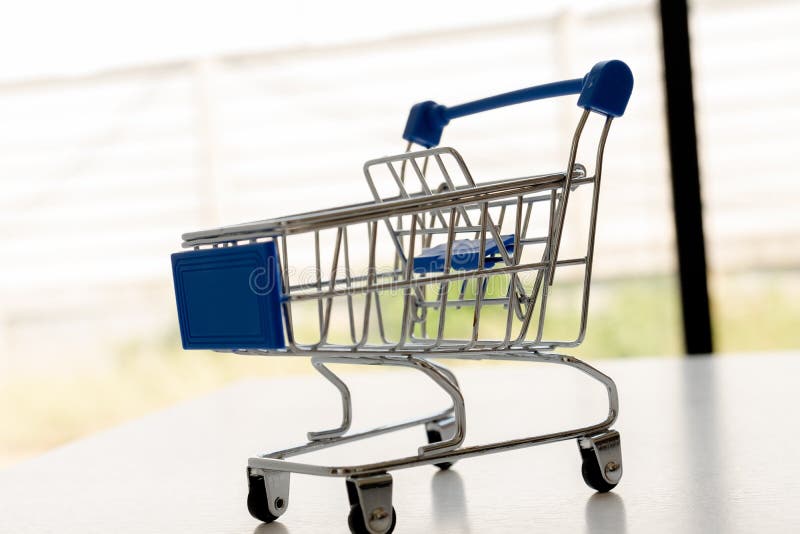 Cart on the White Table, Online Shopping Concept Stock Image - Image of ...