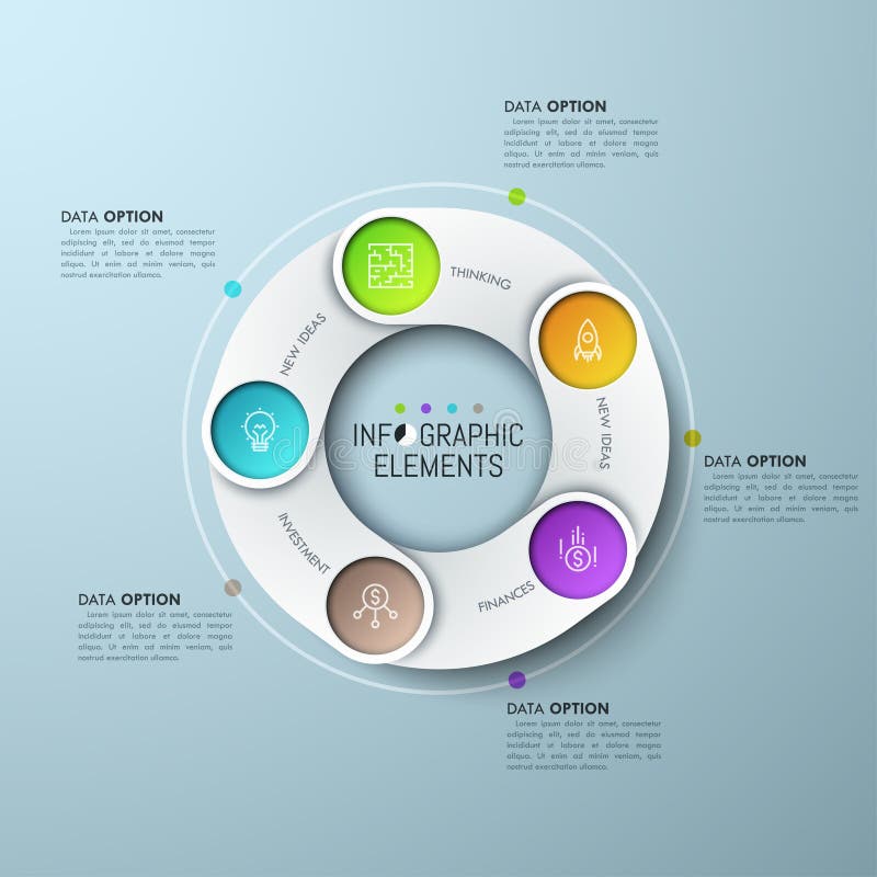 Carta De Forma Anular Con 5 Elementos Traslapados Ilustración del ...