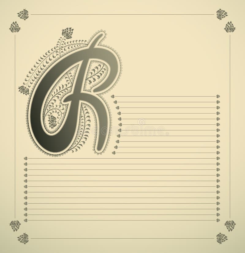 Carta ornamental - R ilustración del vector. Ilustración de medieval ...