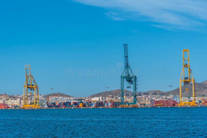 CARTAGENA, SPAIN, JUNE 19, 2019: View of Port of Cartagena in Sp ...