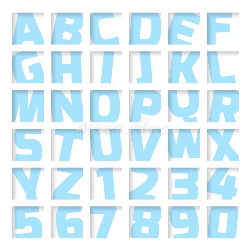 Letras y números azules ilustración del vector. Ilustración de imprenta ...