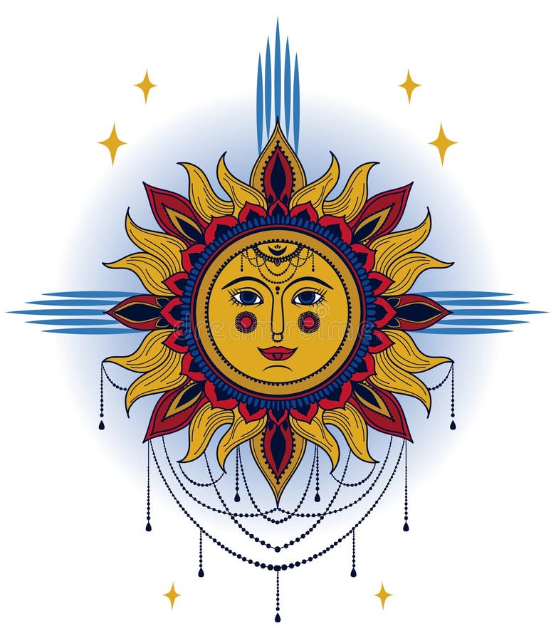 Cartaz Com O Sol E As Joias Do Estilo Do Boho Ilustração do Vetor ...