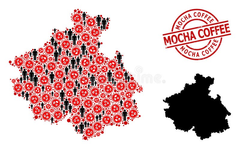 Cartaz De Café Mocha Amassado E Humanos Com Mapa De Colagem De Surtos ... Cartaz De Café Mocha Amassado E Humanos Com Mapa De Colagem De Surtos ...