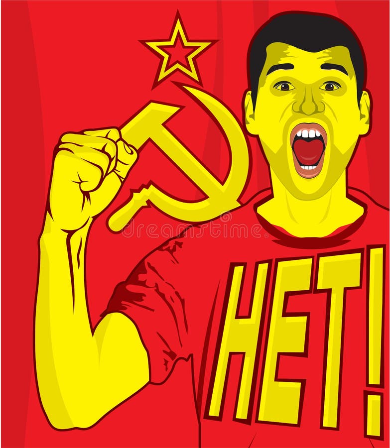 Cartaz do soviete de URSS ilustração do vetor. Ilustração de martelo ...