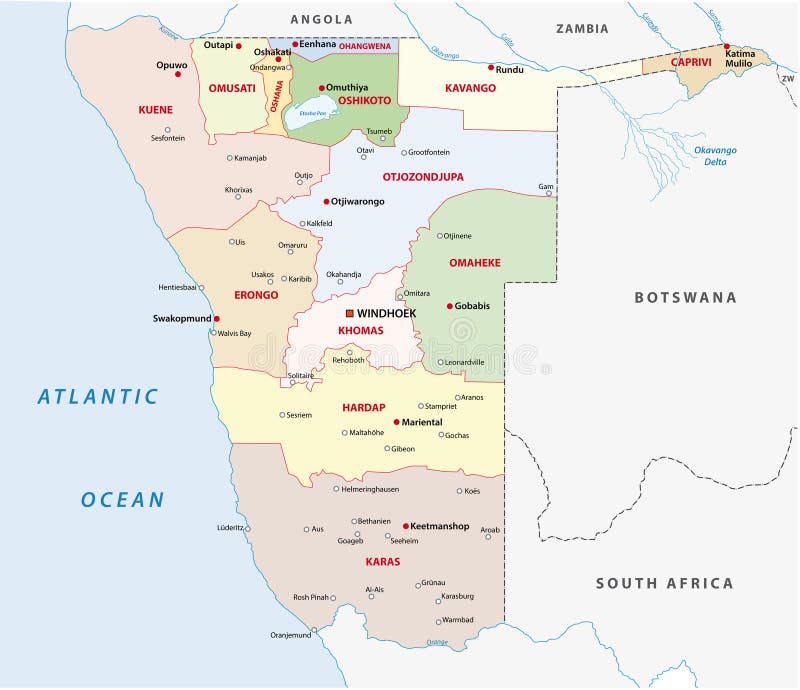 Carte Administrative De La Namibie Illustration de Vecteur ...