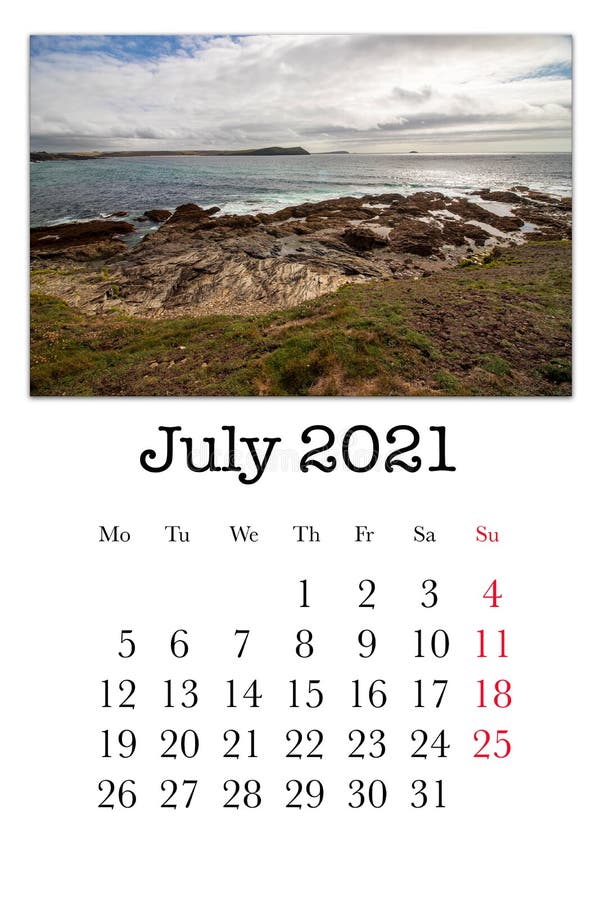 Carte De Calendrier Pour Le Mois De Juillet Photo stock éditorial ...