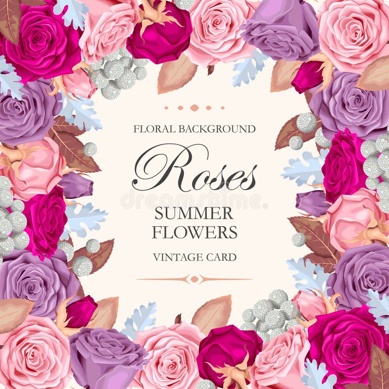 Carte De Cru Avec Des Roses Illustration de Vecteur - Illustration du ...